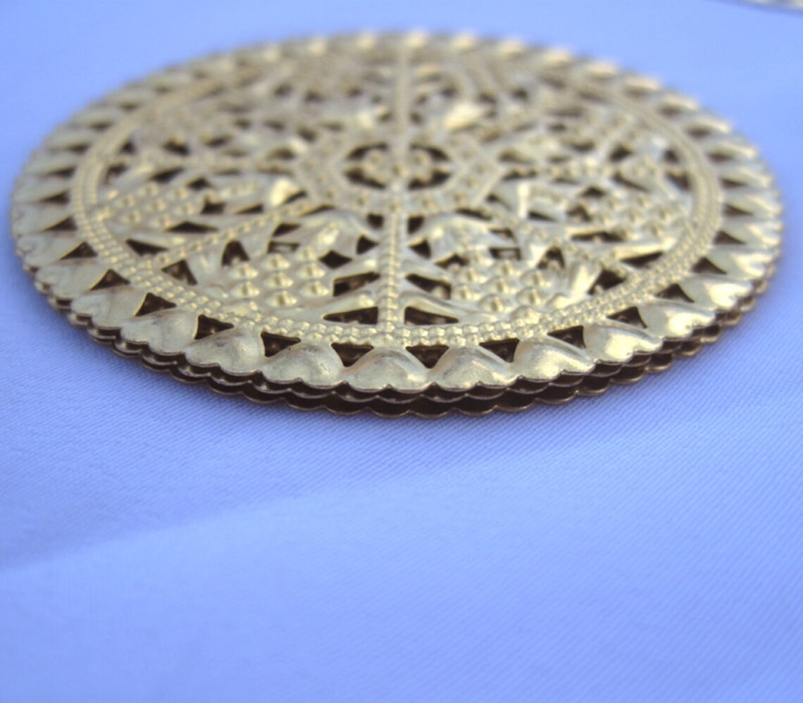 6pcs Large Filigree Brass Stamping Findings Heart Grape Flower | Etsy