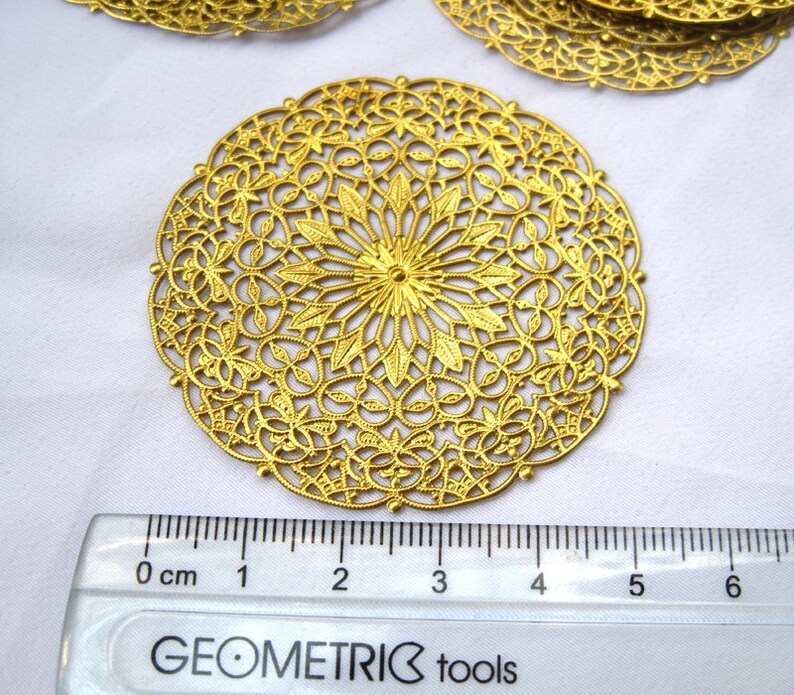 6pcs Round Stamping Brass Filigree Findings for Jewelry Design - Etsy