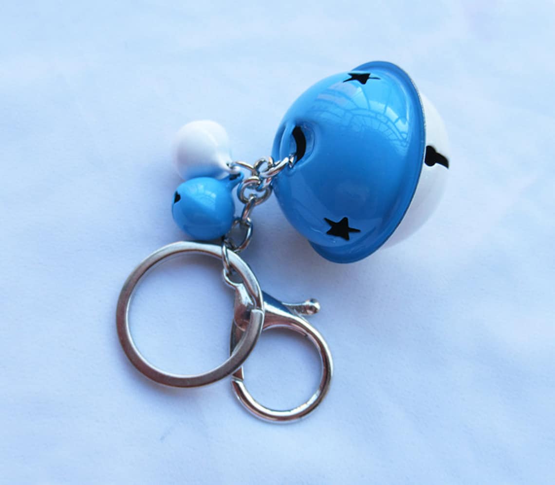 Two Tone Jingle Bell Keychain Silver Clasp & Split Ring Bell - Etsy