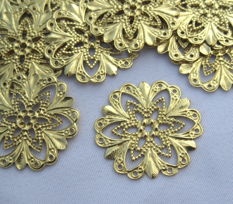 19mm Stamping Flower Filigree Raw Brass Jewelry Decorations | Etsy