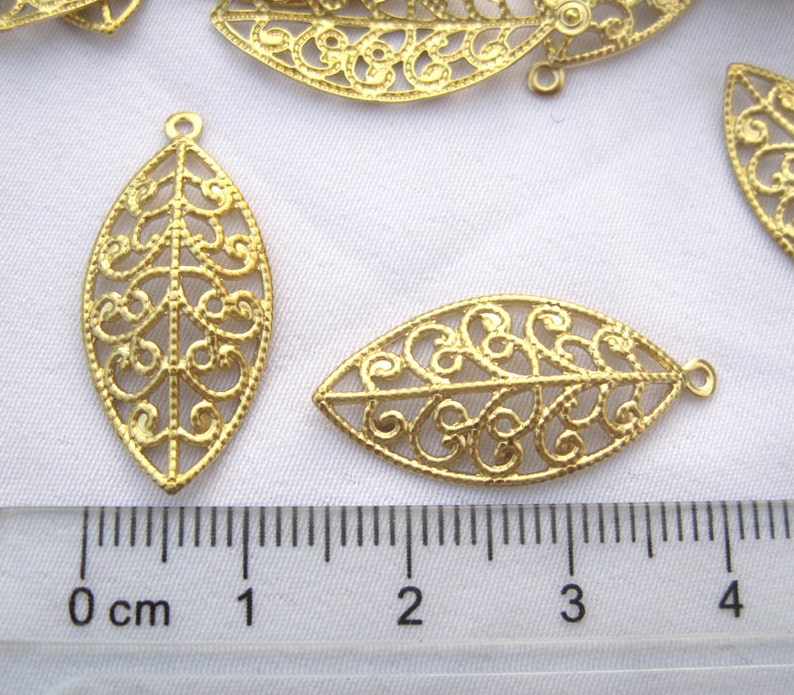 20pcs Leaf Charm Brass Filigree Finding for Jewelry Making - Etsy