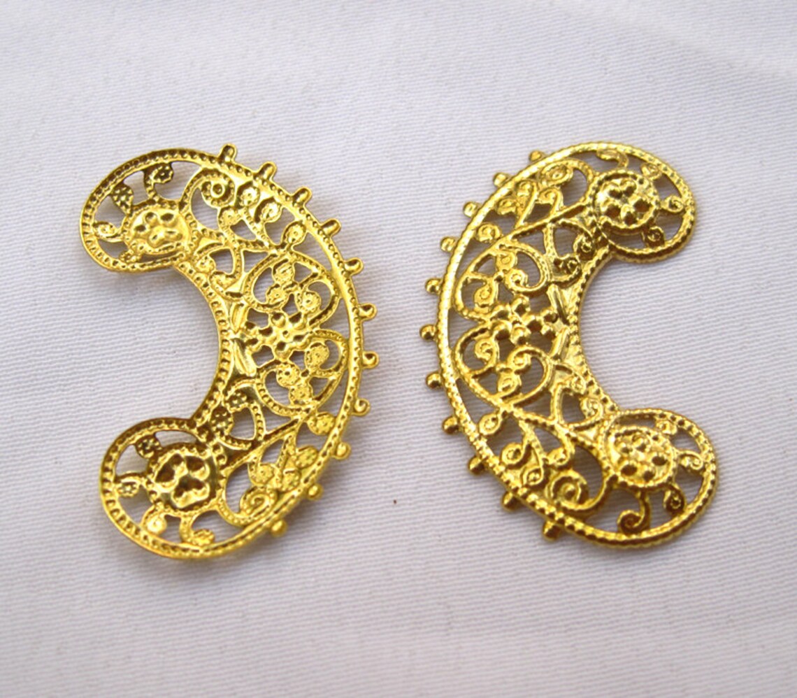 10 pcs Filigree Findings Raw Brass Decoration Charm Fashion | Etsy