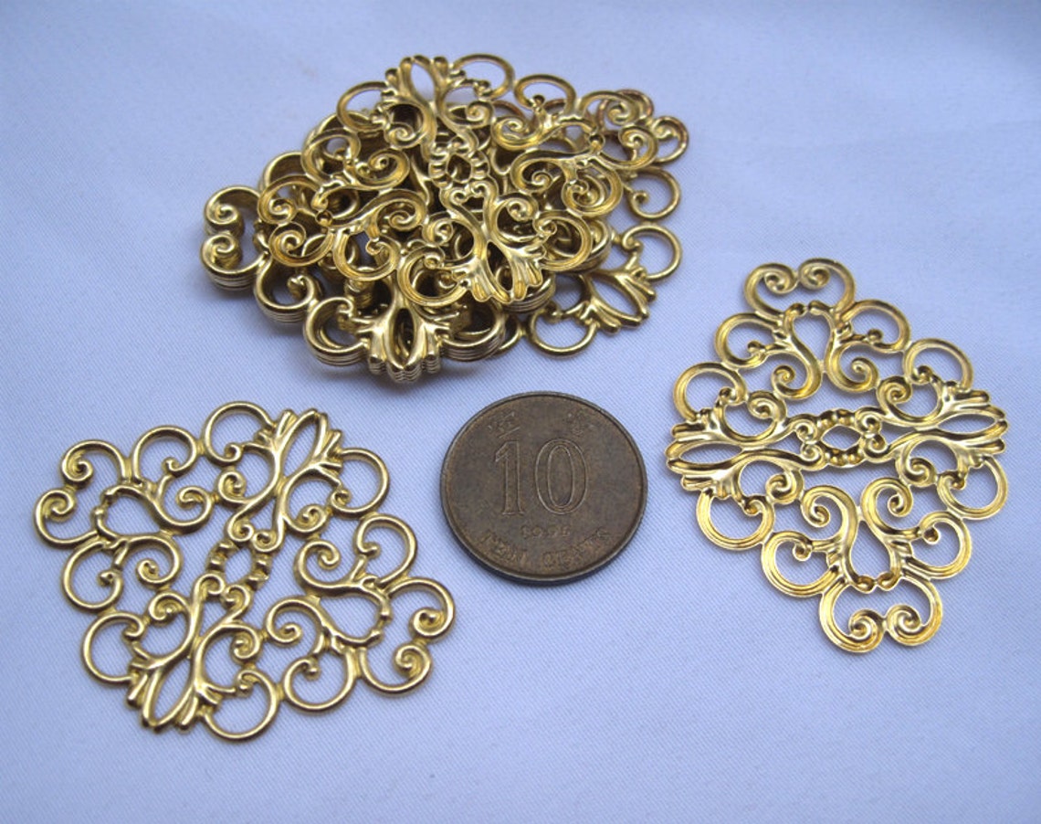 8 Pcs Brass Filigree Stamping Findings for Fashion Design | Etsy