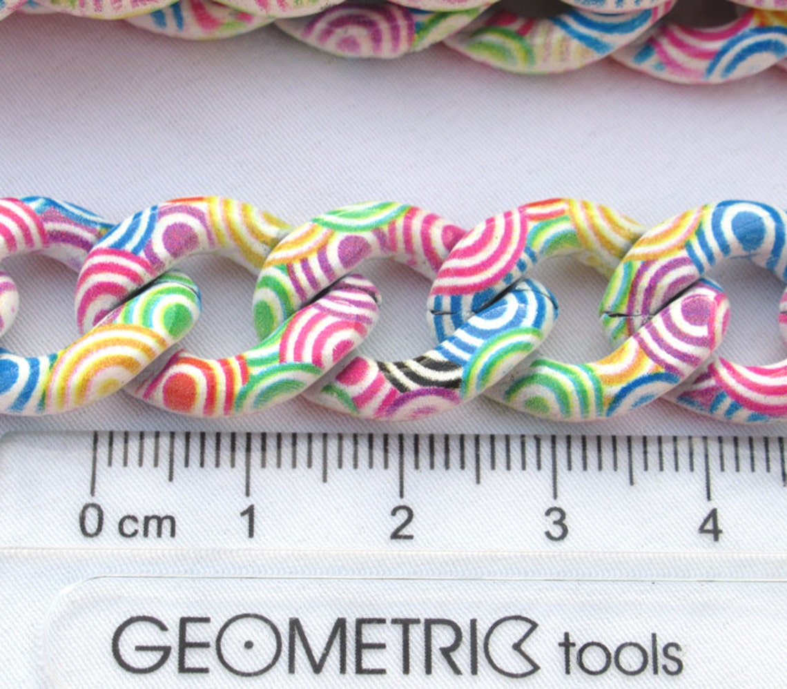 1ft Colorful Circles Large Curb Chain Printed Aluminum Chain - Etsy