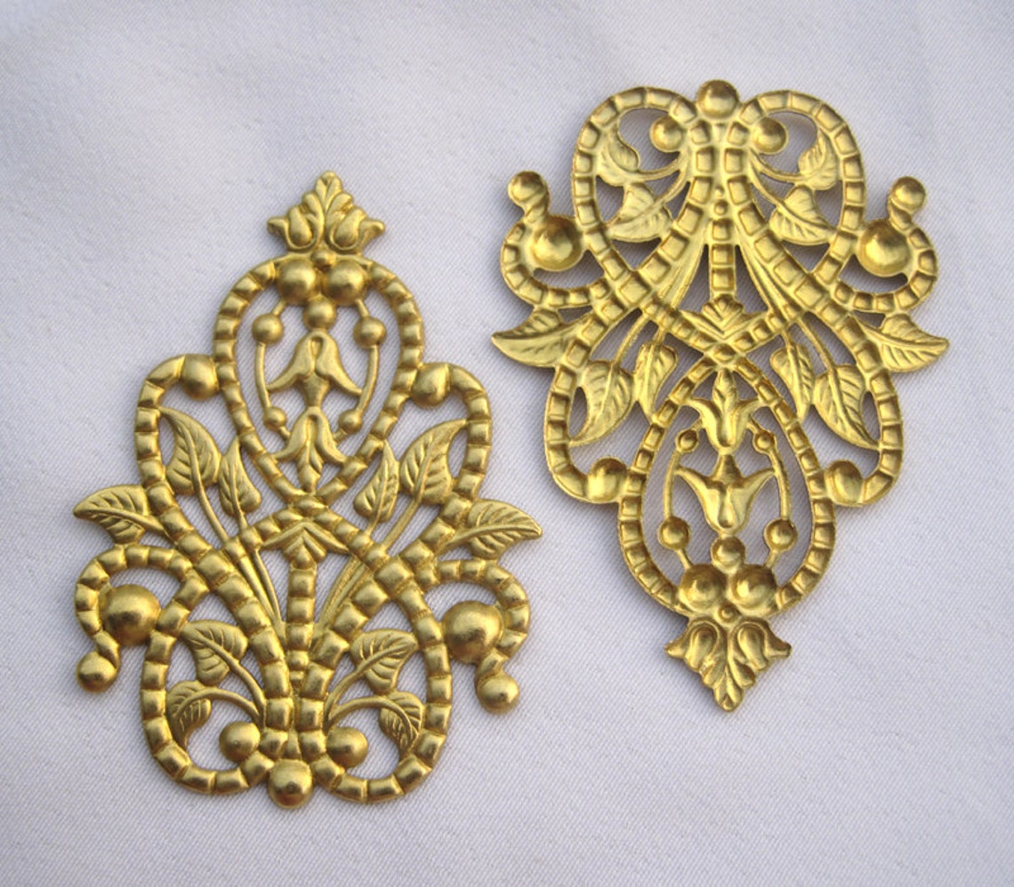 8pcs Brass Flower Flat Filigree Findings Jewelry Hardware - Etsy