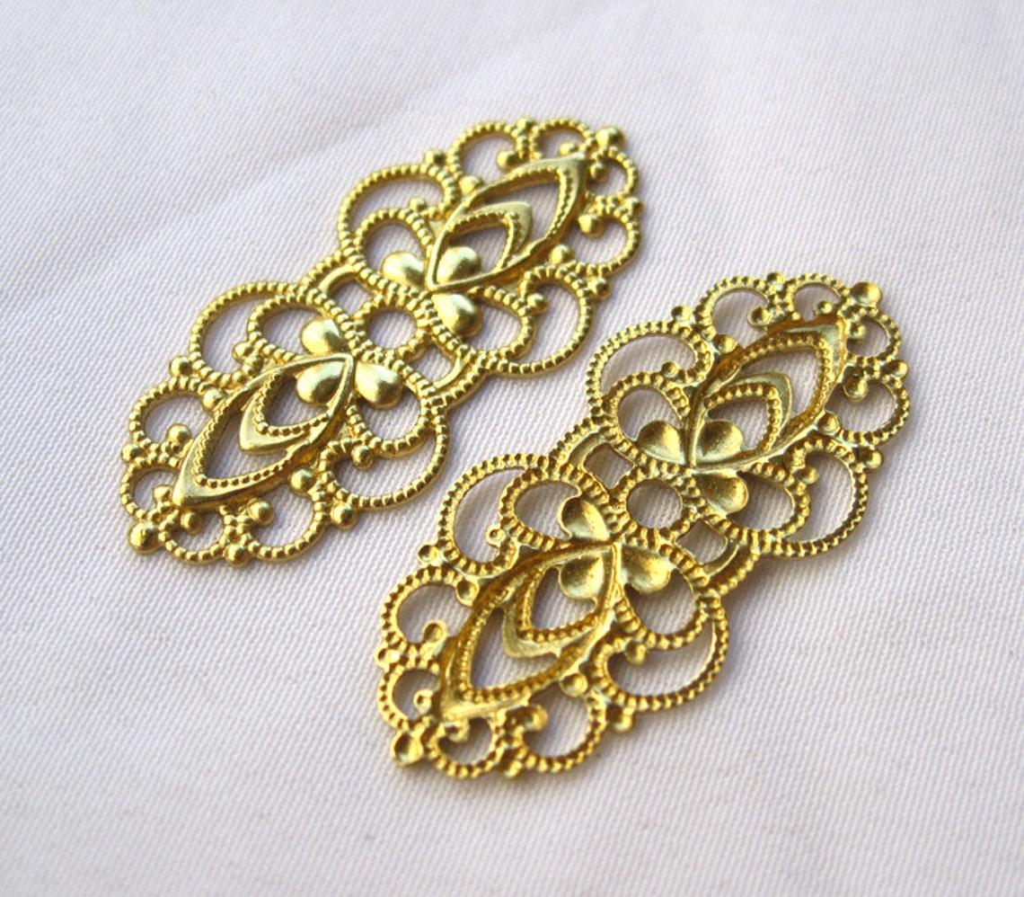 10pcs Flower Filigree Raw Brass Filigree Findings Jewelry | Etsy