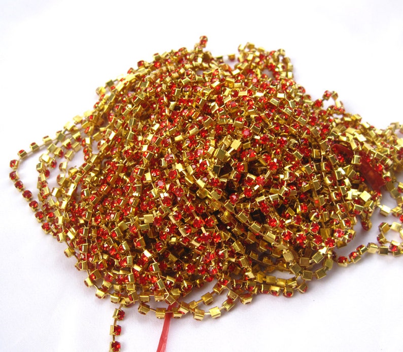 3ft 3mm Rhinestone Chain Bright Red Crystal Beads Handmade - Etsy