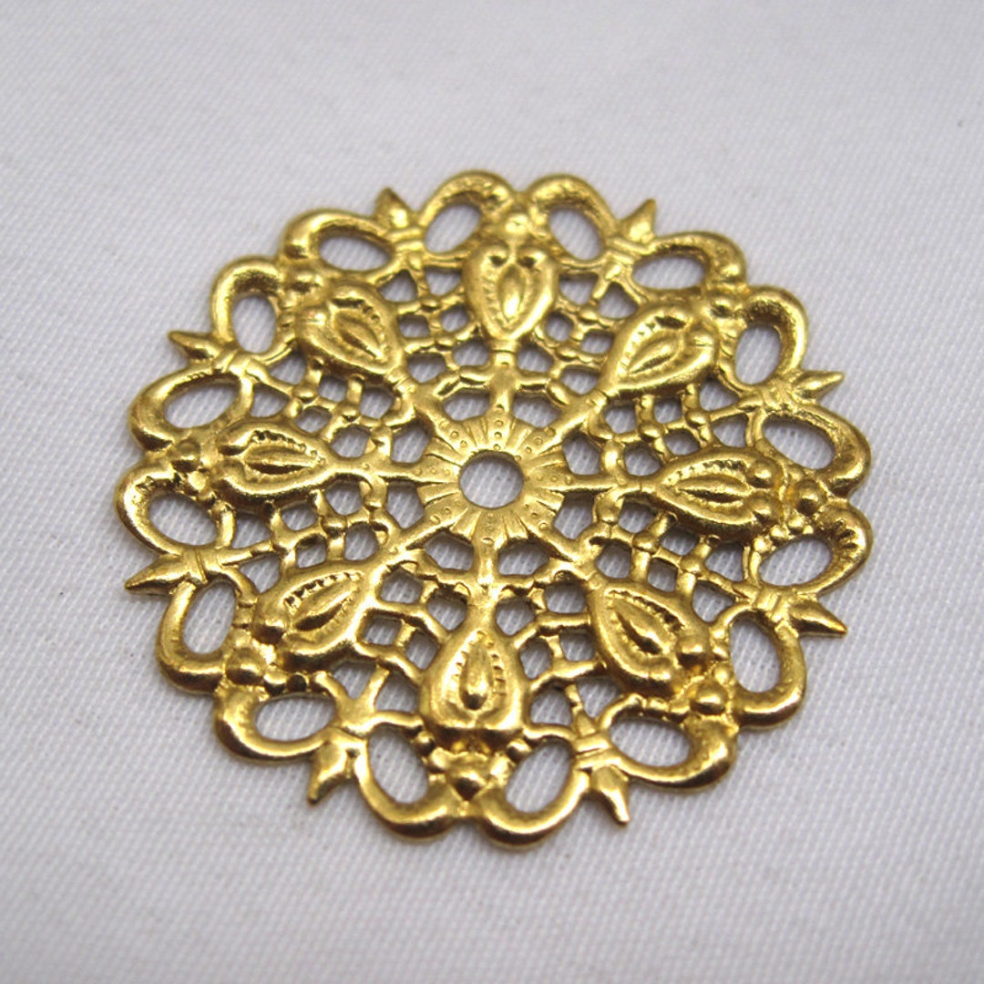 10pcs Fantacy Stamping Filigree Raw Brass Findings Flat Decorating ...
