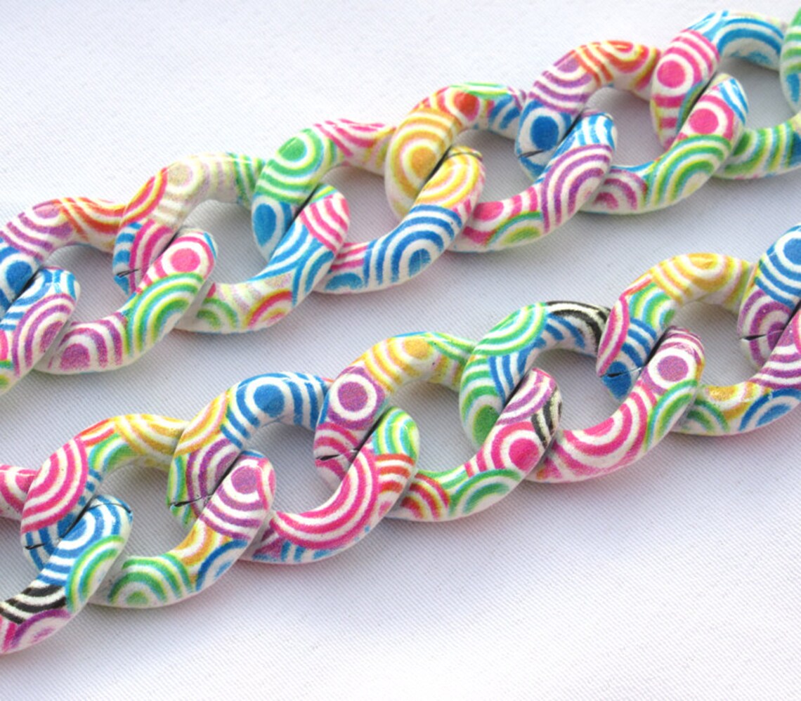 1ft Colorful Circles Large Curb Chain Printed Aluminum Chain | Etsy