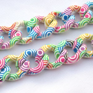 1ft Colorful Circles Large Curb Chain Printed Aluminum Chain 15x20mm ...