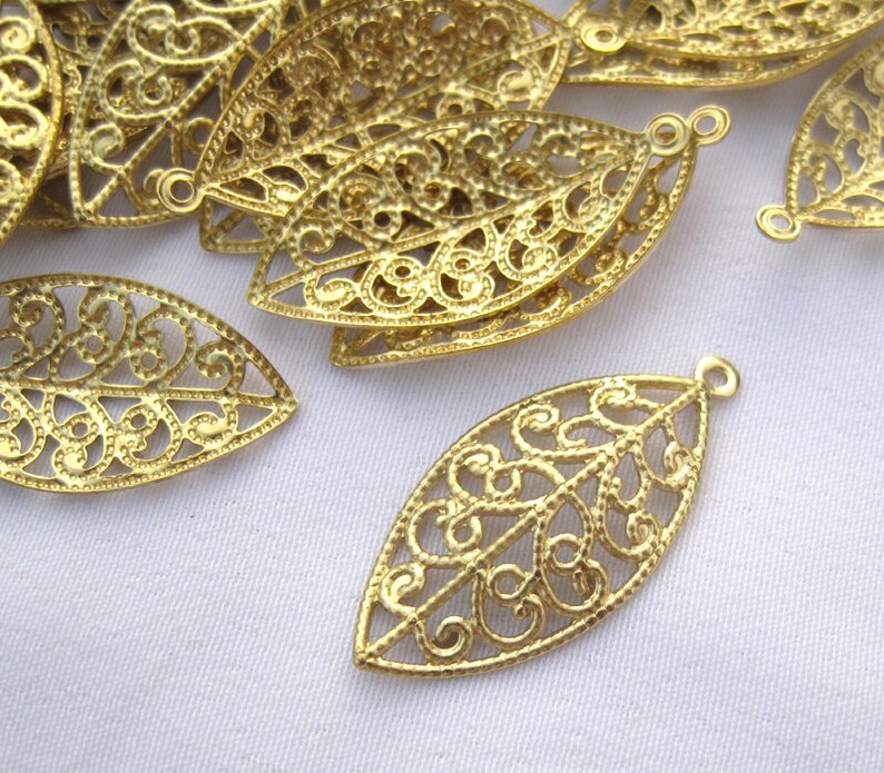 20pcs Leaf Charm Brass Filigree Finding for Jewelry Making - Etsy