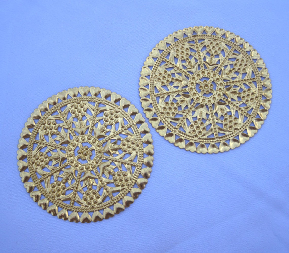 6pcs Large Filigree Brass Stamping Findings Heart Grape Flower | Etsy