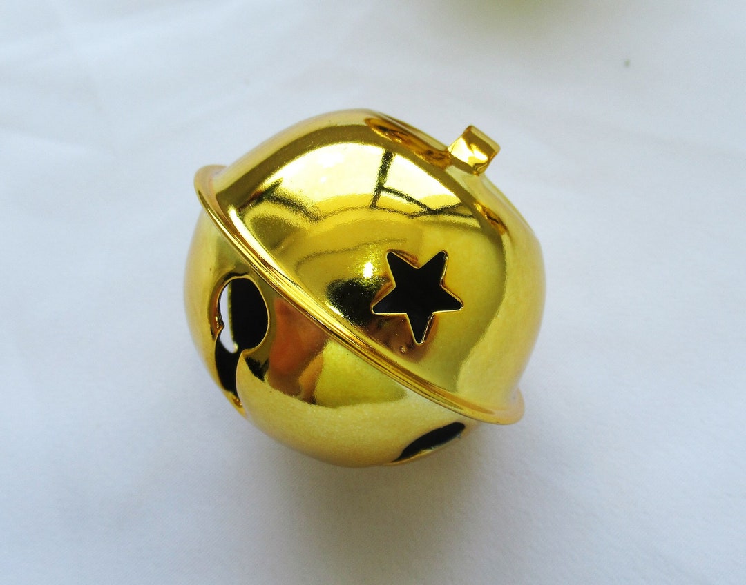 Gold Star Jingle Bell 40mm Bell Charm Enclosed Xmas Decoration B130 ...