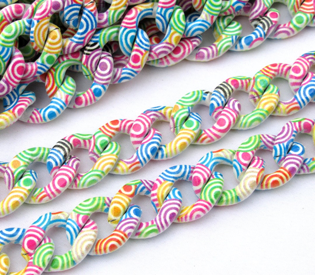 1ft Colorful Circles Large Curb Chain Printed Aluminum Chain 15x20mm ...