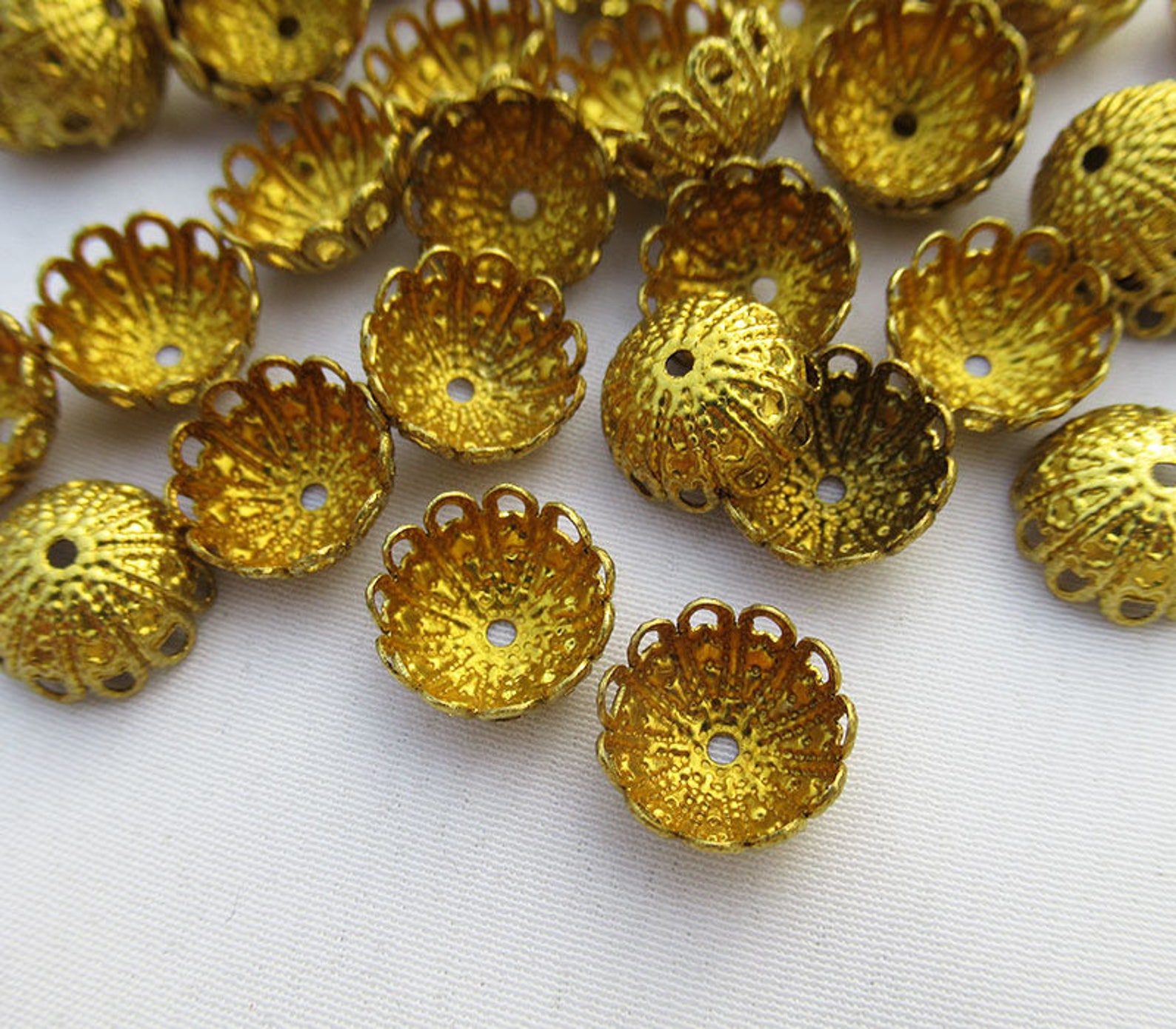 20pcs Brass Filigree Bead Cap 10mm Beadcap Ca034 - Etsy
