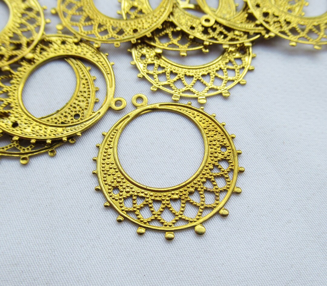 10pcs Full Moon Charm 25mm Raw Brass Stamping Filigree Bf006 - Etsy