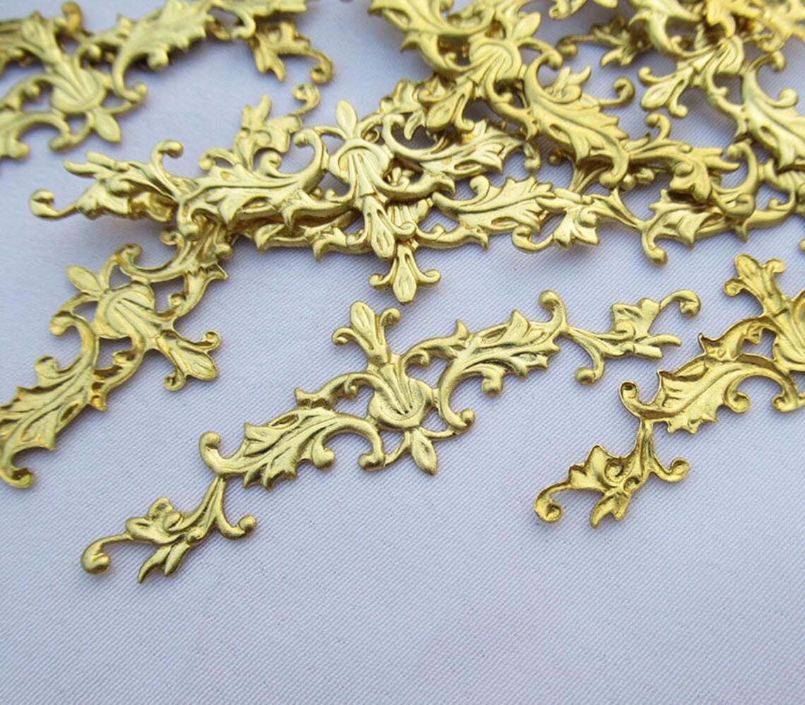 18pcs Lianas Brass Plant Filigree Finding 52x16mm Brass - Etsy