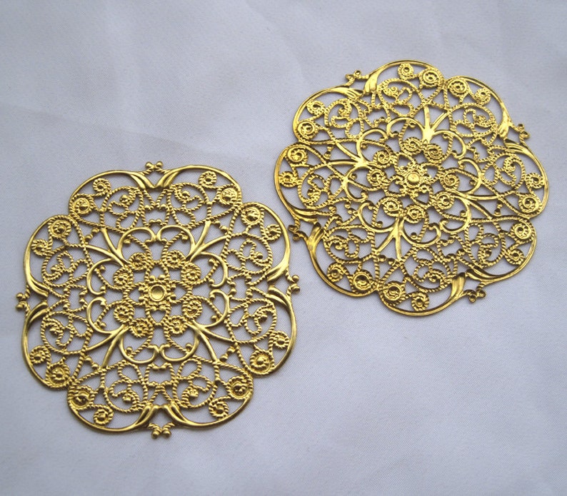 6pcs Large Filigree Stamping Brass Findings for Jewelry | Etsy