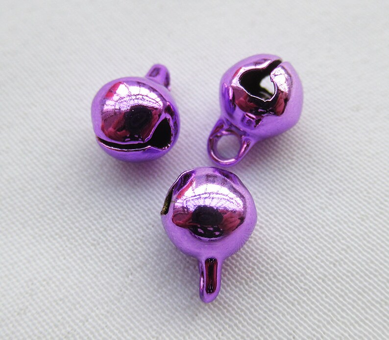 50pcs Pink Purple Jingle Bell 6mm Bronze End Charm B113 | Etsy
