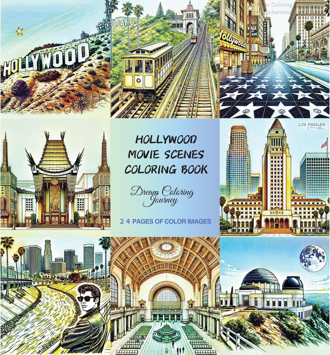 Hollywood Movie Scenes Coloring Book -- Digital Download - Etsy