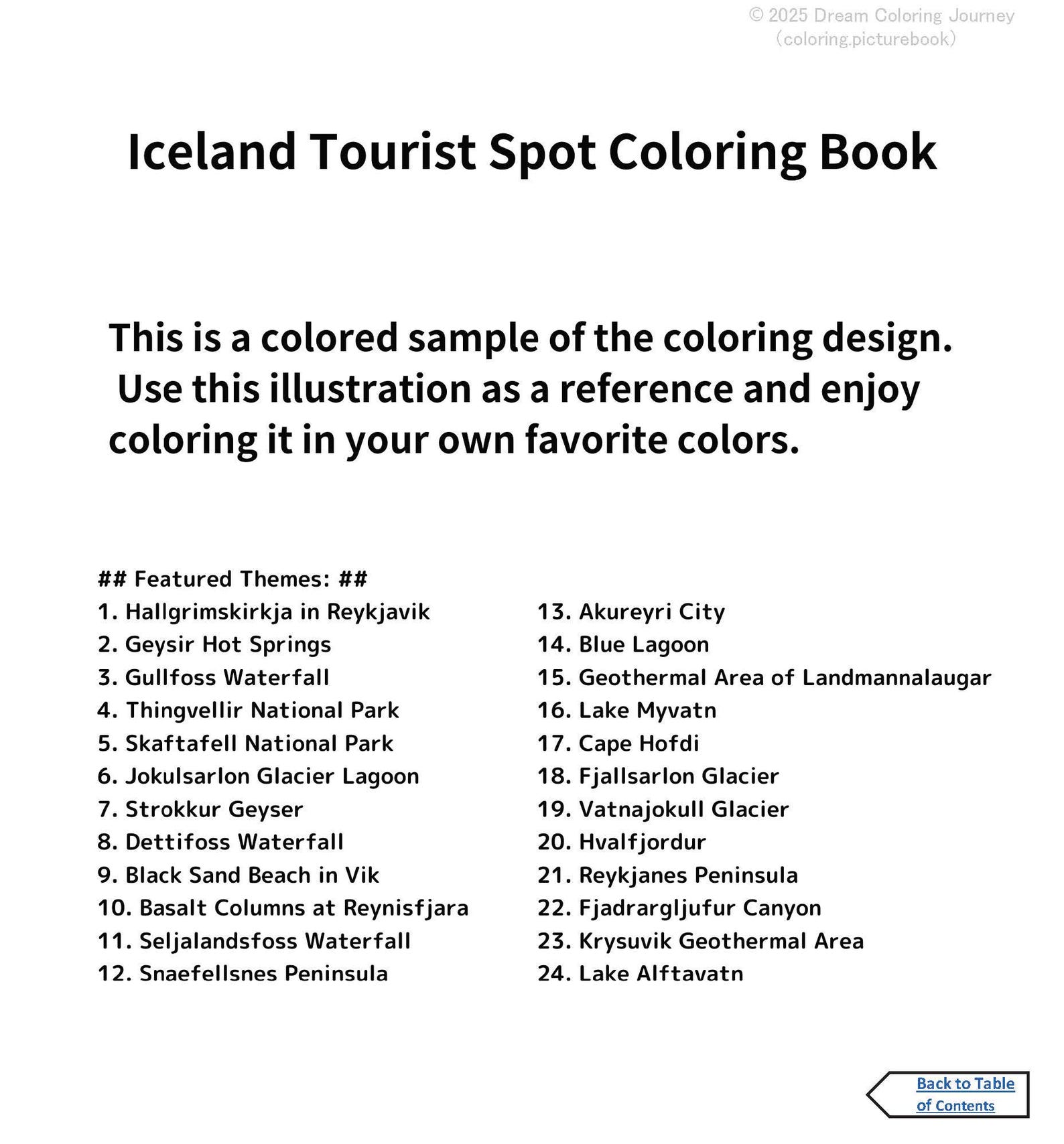 Iceland Tourist Spot Coloring Book -- Digital Download - Etsy