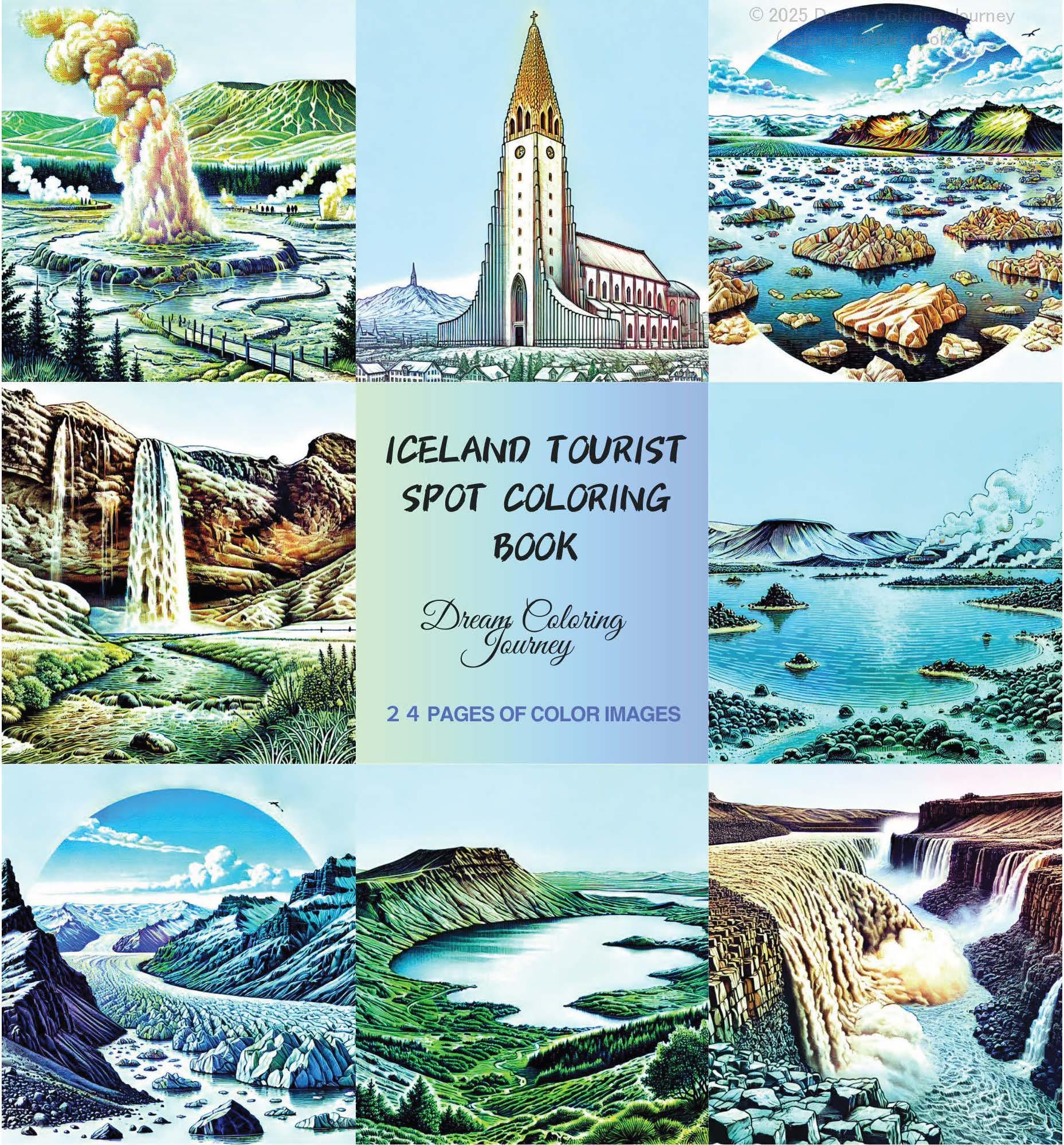 Iceland Tourist Spot Coloring Book -- Digital Download - Etsy