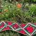Quilted Table Runner "poppy Garden" in Black, White, Green and Dark Red ...