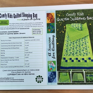 Comfy Kids Quilted Sleeping Bag Pattern | Etsy