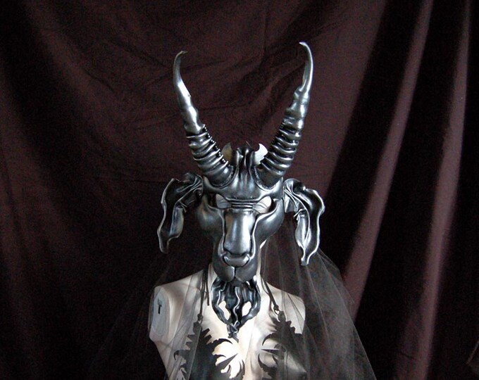 Leather Mask of Baphomet Goat Devil in Black With Antique Silver - Etsy
