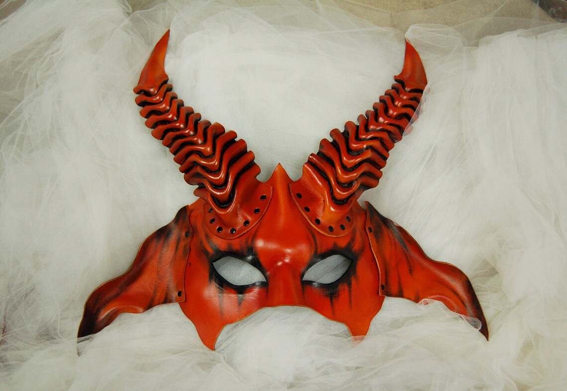 Rust and Black Leather Corpse Paint Goat Mask custom Made - Etsy