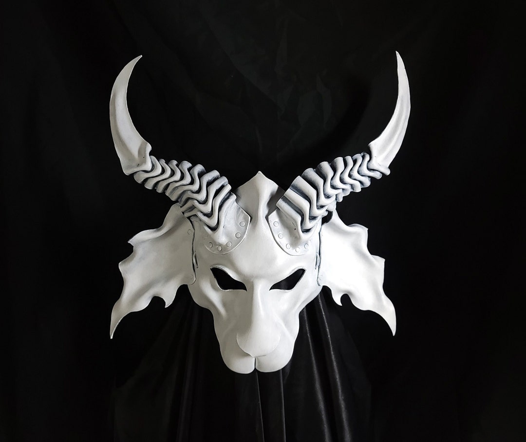 Blizzard Beast Goat Mask: White Leather Baphomet, Occult Costume - Etsy