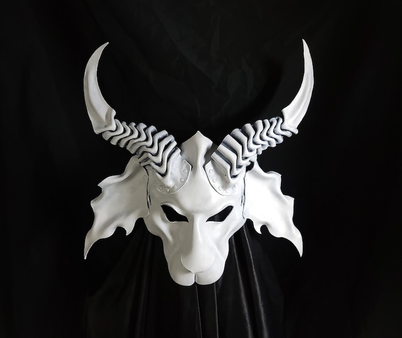 Blizzard Beast Goat Mask: White Leather Baphomet, Occult Costume - Etsy