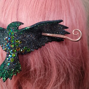 Leather Raven Hair Stick in Nebula Crystal With Forged Copper - Etsy