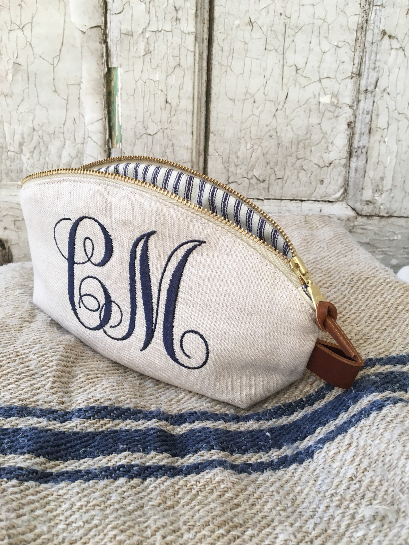 Monogram Zipper Pouch Personalized Pouch Personalized T Etsy