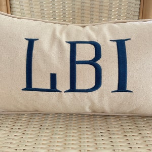 LBI Pillow: Long Beach Island, New Jersey, Embroidered Canvas Pillow - Etsy