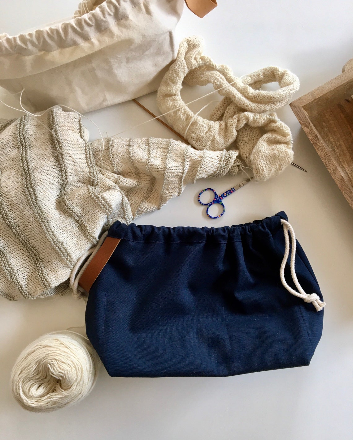 Canvas Project Bag Field Supply Bag Knitting Tote Knitting Bag | Etsy