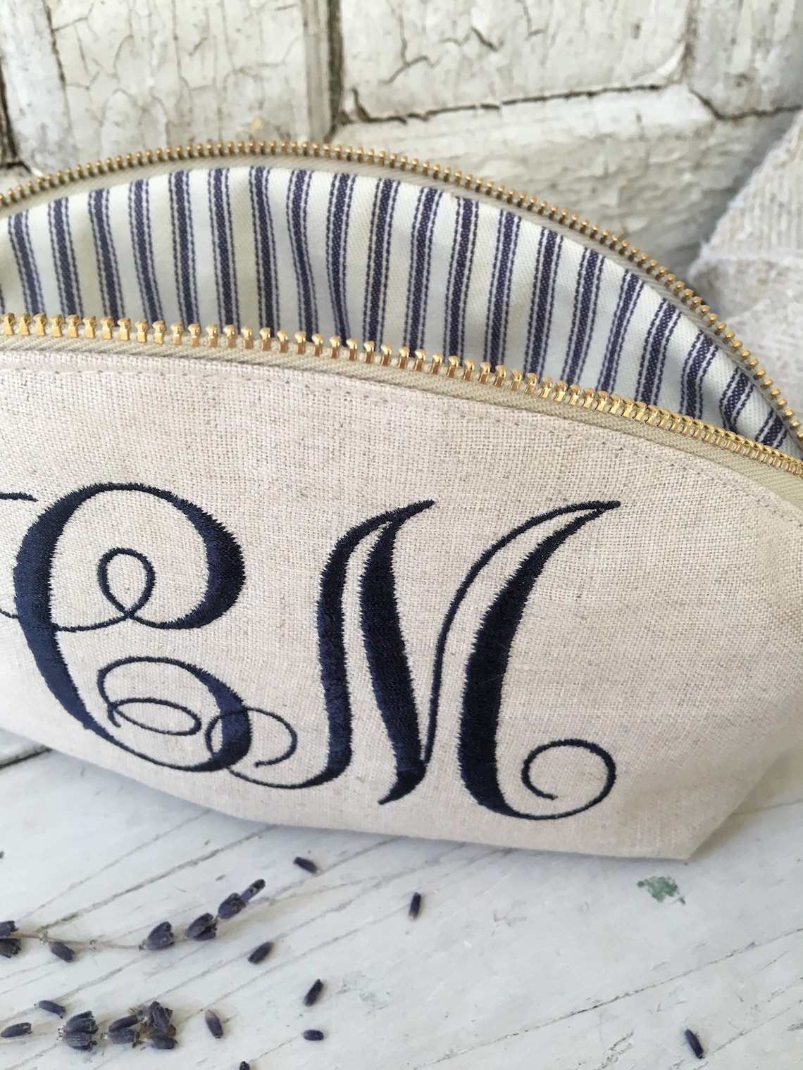 Monogram Zipper Pouch Personalized Pouch Personalized T Etsy