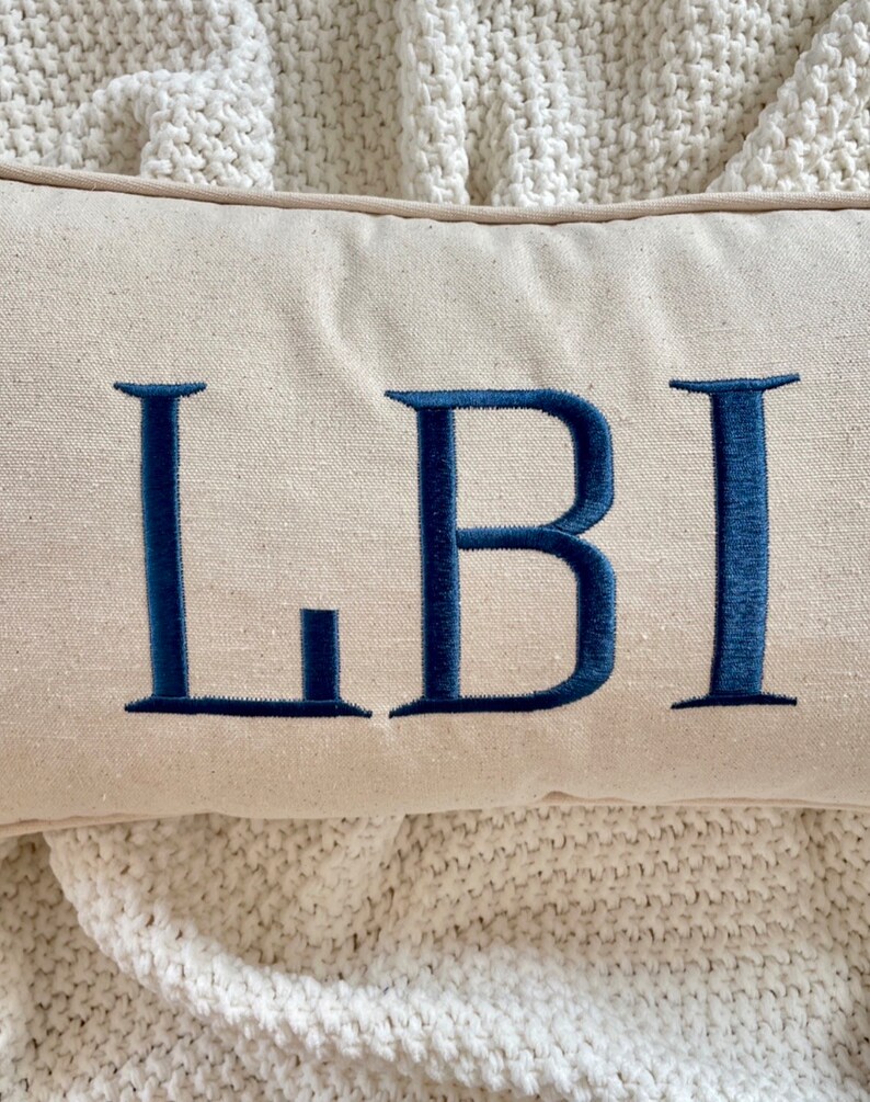 LBI Pillow: Long Beach Island, New Jersey, Embroidered Canvas Pillow - Etsy
