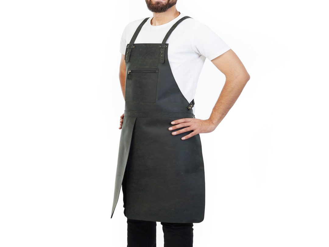 Big Work Apron for Men Full Grain Leather Apron Black - Etsy