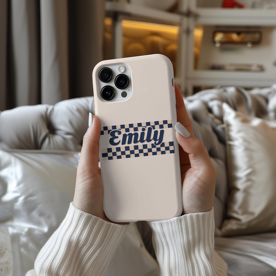 Retro Checkerboard Custom Name Phone Case: Personalized iPhone Samsung ...