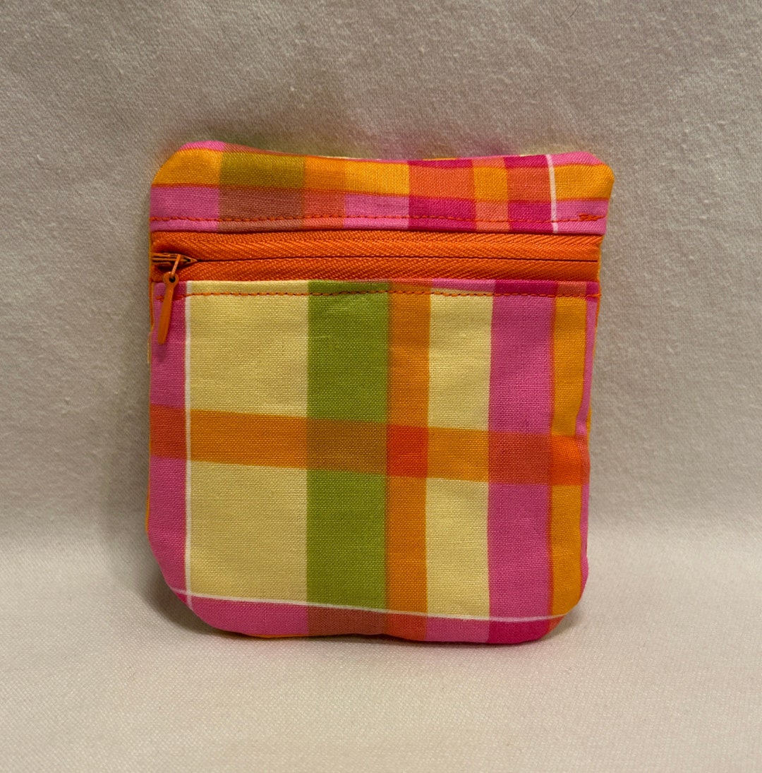 Handmade Coin Purse Style 1 Mini Bag Pouch Orange Pink Yellow Plaid ...