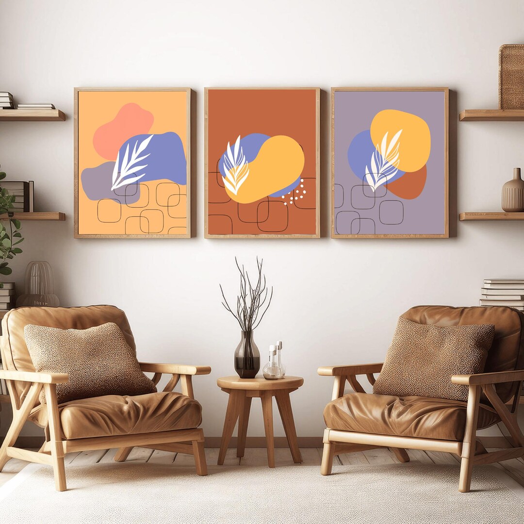 Primary Color Abstract Wall Art Set – Modern Boho Digital Prints for ...