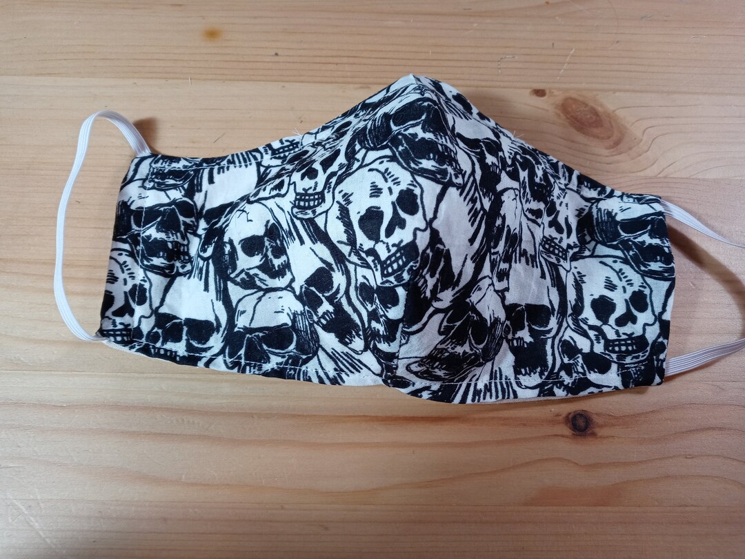 Skull Cotton Face Mask With Filter Pocket, Halloween Mask (includes 5 ...
