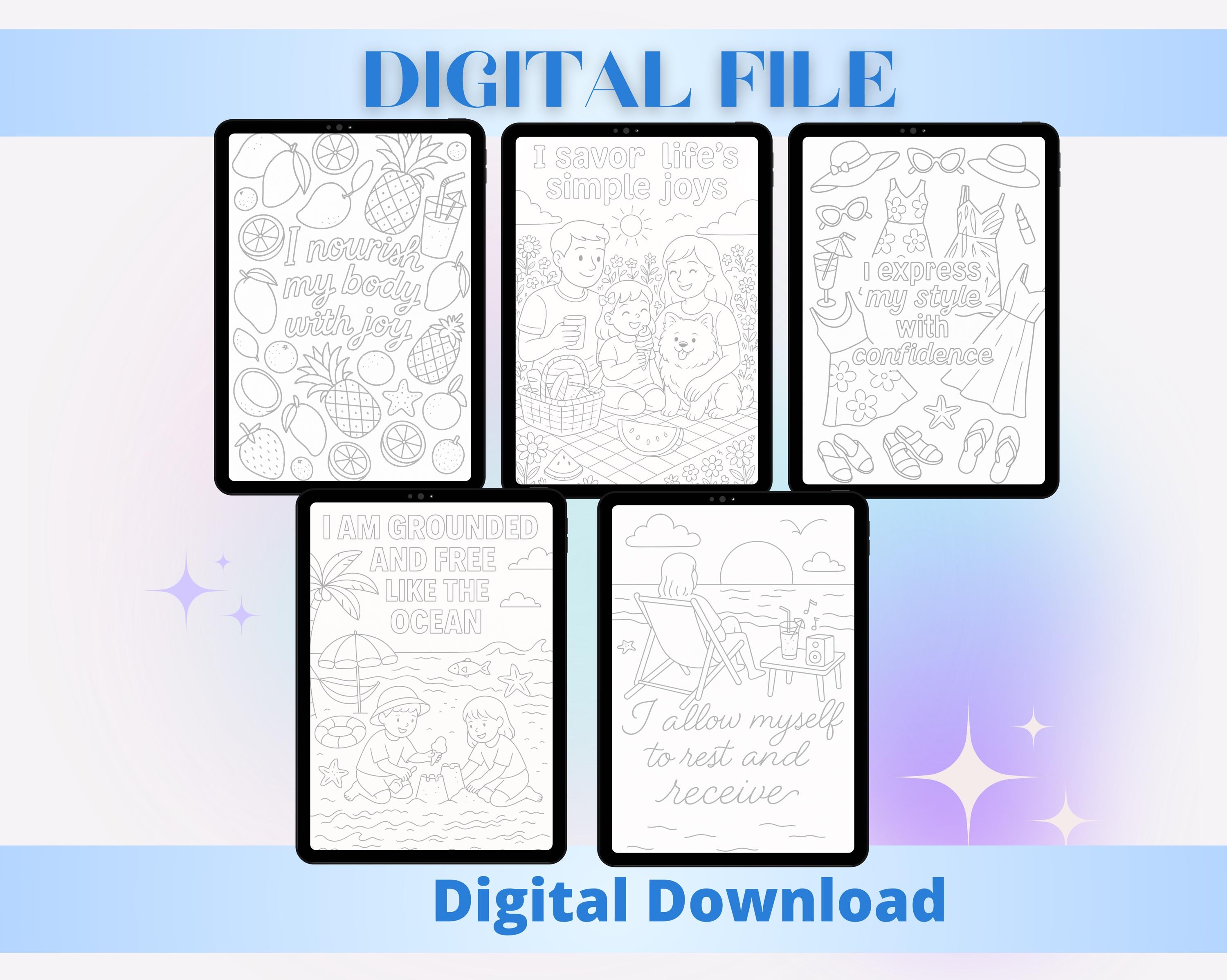 Hello Summer Coloring Set – Fun Tracing Pages for Kids & Journaling ...