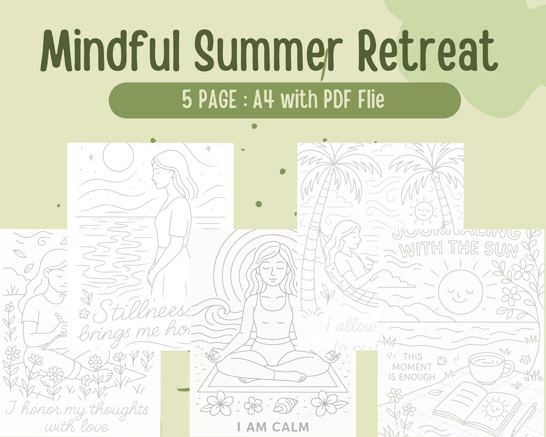 Mindful Summer Retreat Coloring – Tracing Art With Healing Affirmations ...