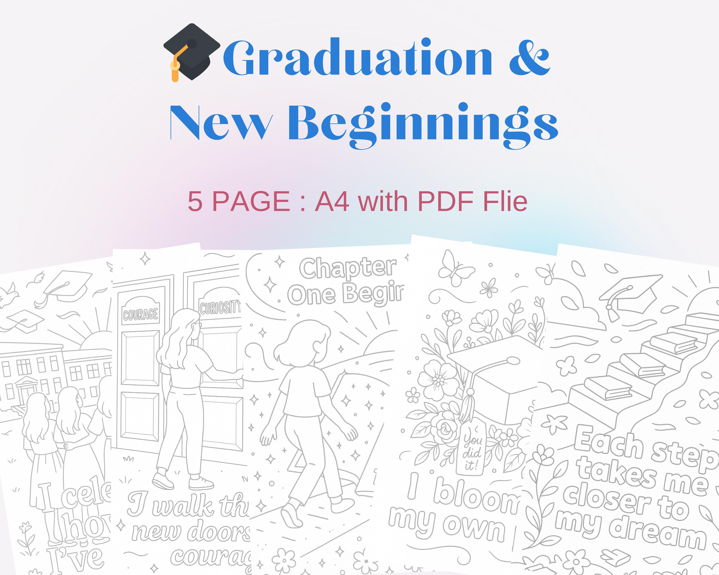 Graduation Coloring Pages – Tracing Art for New Beginnings & Uplifting ...