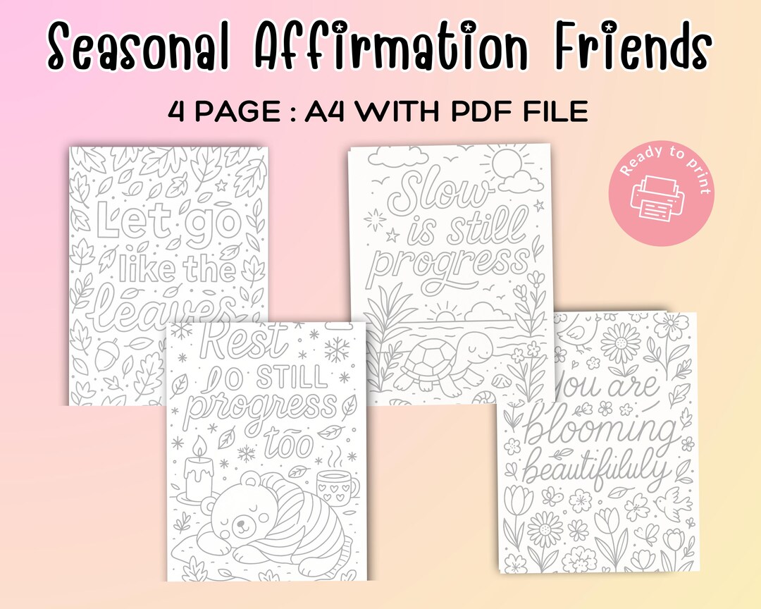 Seasonal Affirmation Doodles – Self-care Friends for Spring, Summer ...
