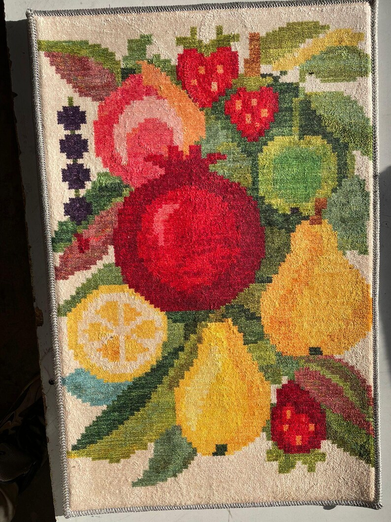 Fruit Kitchen Runner Rug, Vintage Apple Pear Lemon Print, Non Slip - Etsy