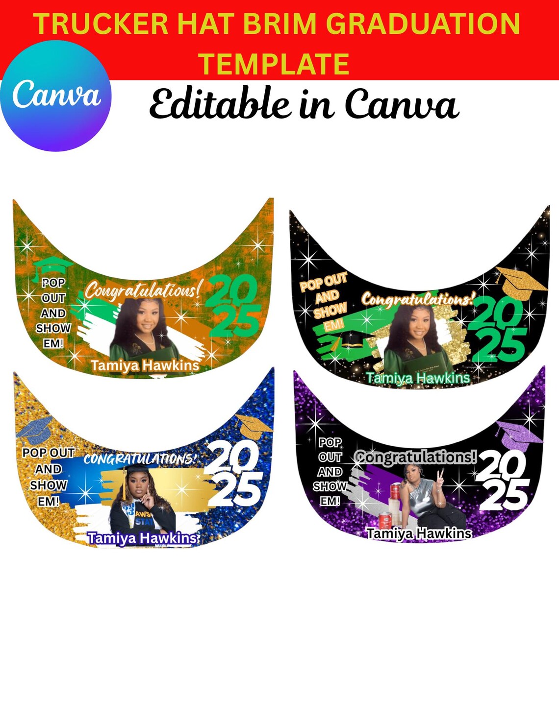 Trucker Hat Brim Graduation Template Digital PNG Download - Etsy