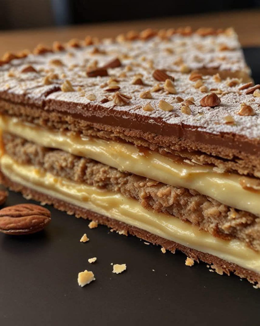 Elegant Almond Dacquoise Cake With Luscious Praline Cream, Refined ...